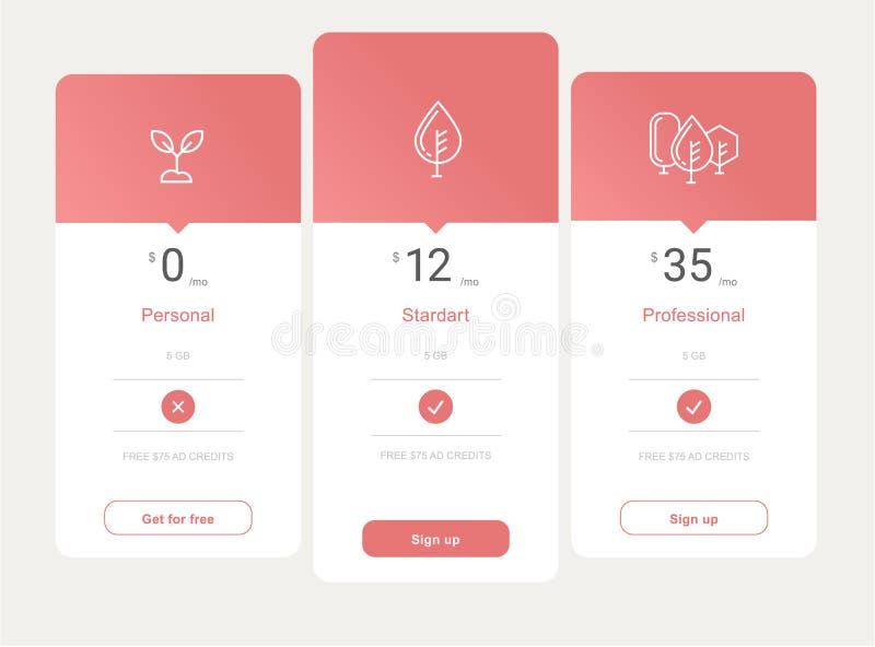 Vector Price Table Template Design Stock Vector - Illustration of berry ...