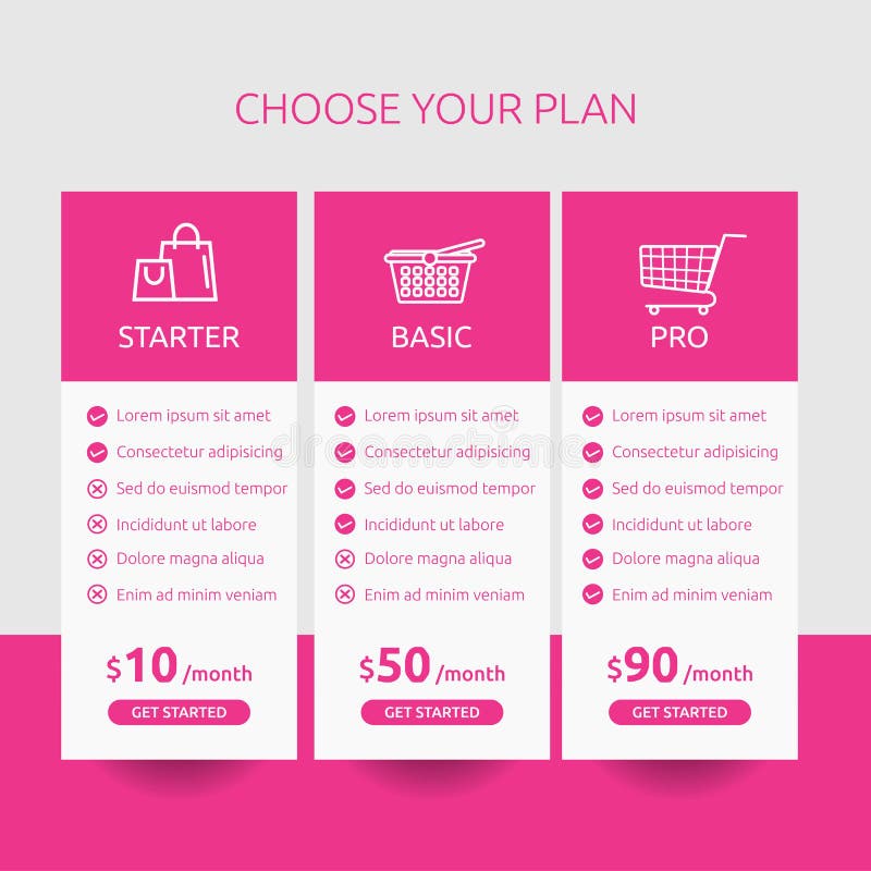 Vector Price Table Template Design Stock Vector - Illustration of ...