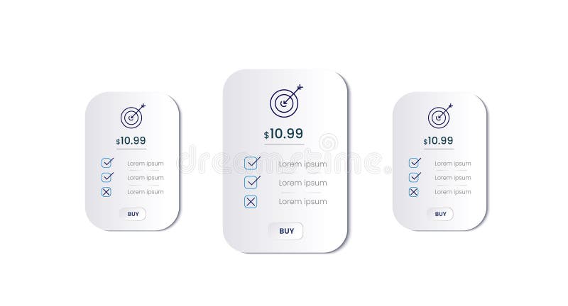 Vector Pricing Table Template in Modern Line Style. Design Element for ...