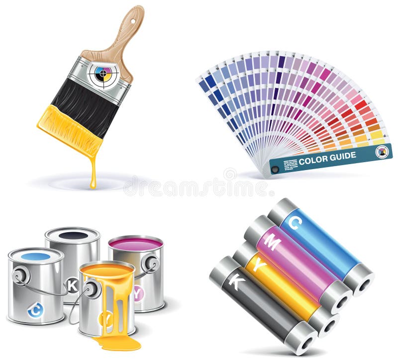 Vector Print Shop Icon Set. Part 1 Stock Vector - Illustration of paint ...