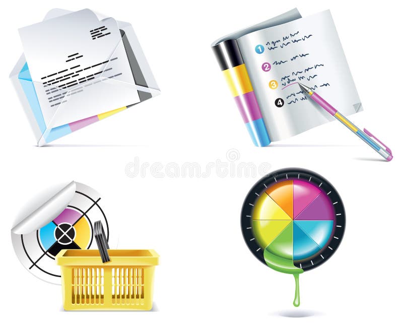 Vector Print Shop Icon Set. Part 4 Stock Vector - Illustration of ...