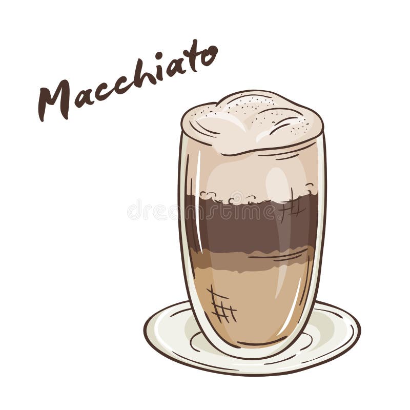 Vector Printable Illustration of Isolated Cup of Macchiato with Label ...