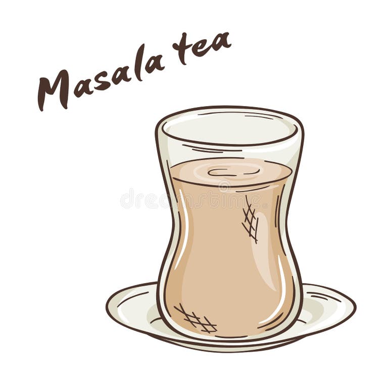 Vector Printable Illustration of Isolated Cup of Masala Tea with Label ...