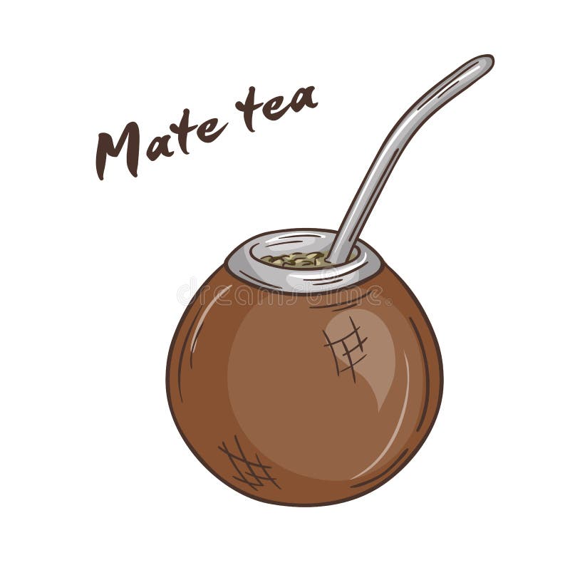Vector Printable Illustration of Isolated Cup of Mate Tea with Label ...