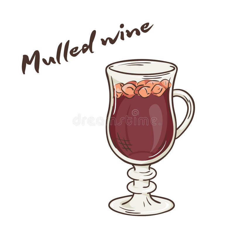 Vector Printable Illustration of Isolated Cup of Mulled Wine with Label ...