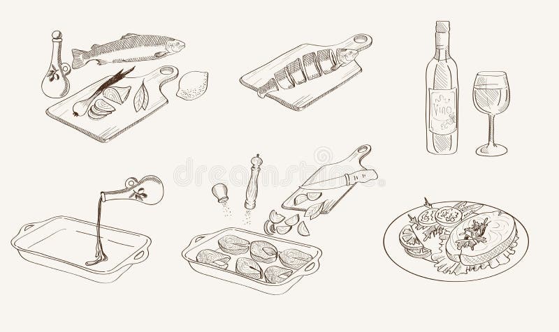 Cooking Fish Sketch Stock Illustrations – 7,368 Cooking Fish Sketch ...