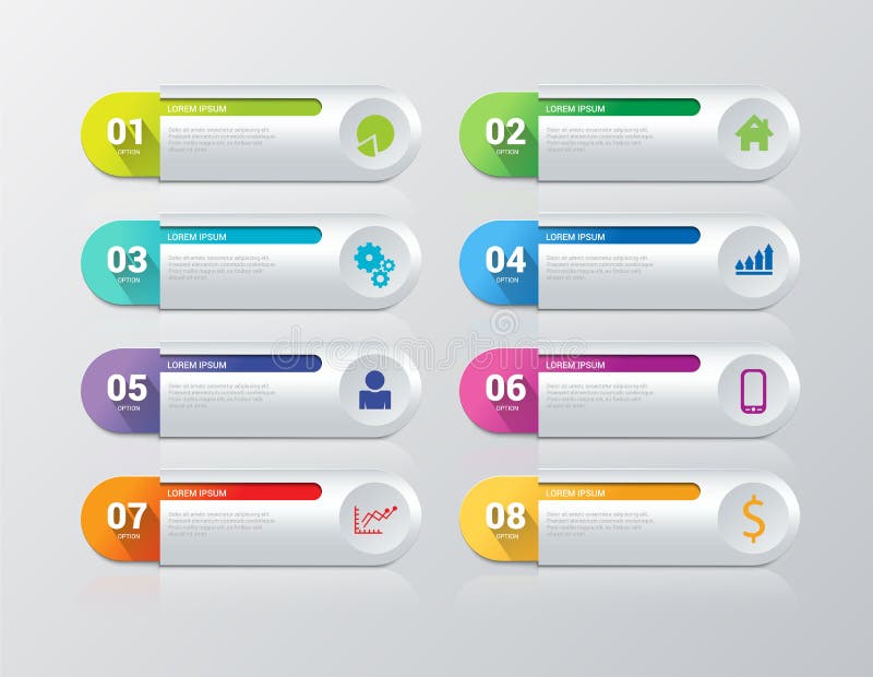 5 Steps Process Labels Infographics Mockup Template Background Stock ...