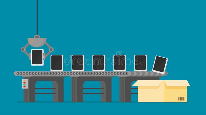 Vector of Production Line of Touchscreen Tablet Phones Stock Vector ...