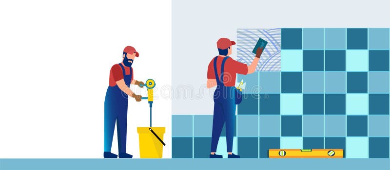Installing Tiles Stock Illustrations – 208 Installing Tiles Stock ...