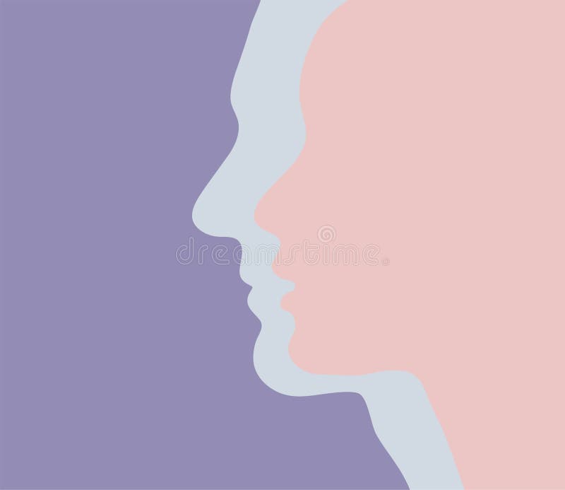 Vector Profile Silhouettes of a Man and a Woman Looking in the Same ...