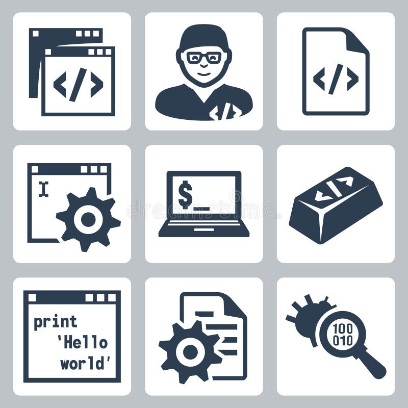 Vector Collection Of Web Development Icons Html Css Tag Mysql Curves Php Script Style