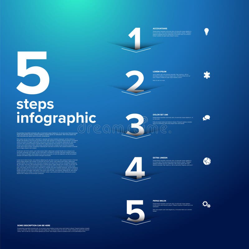 Vector Progress Five Vertical Deep Steps Template Stock Vector ...