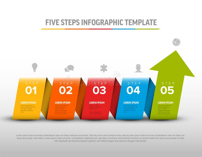 Vector Progress with Four Steps and Big Arrow Template Stock Vector ...