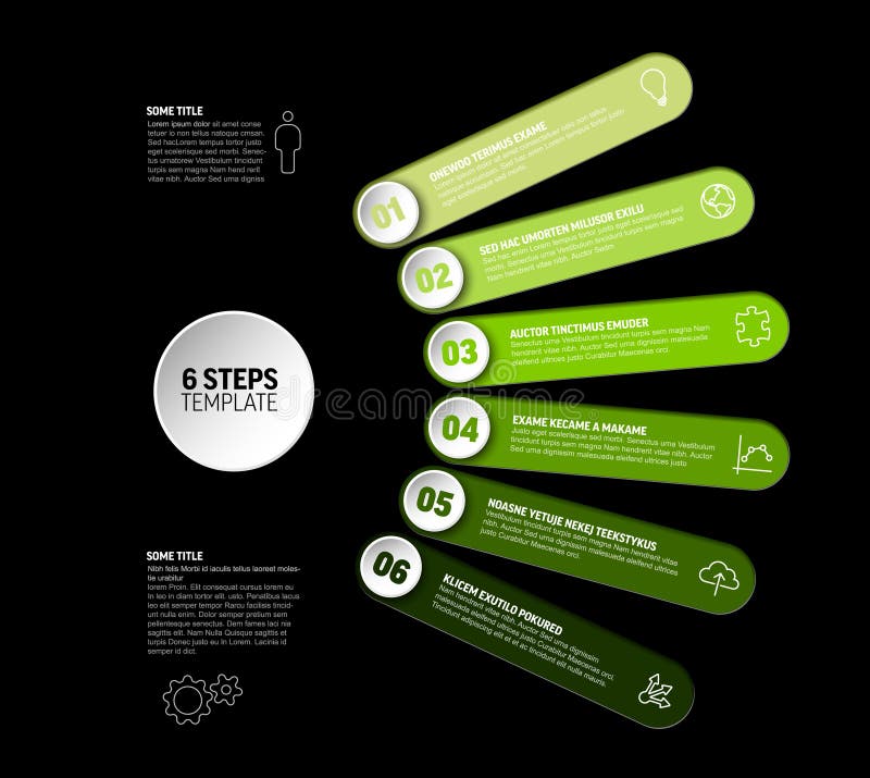 Vector Progress Infographic with Six Steps Around Big Circle Stock ...
