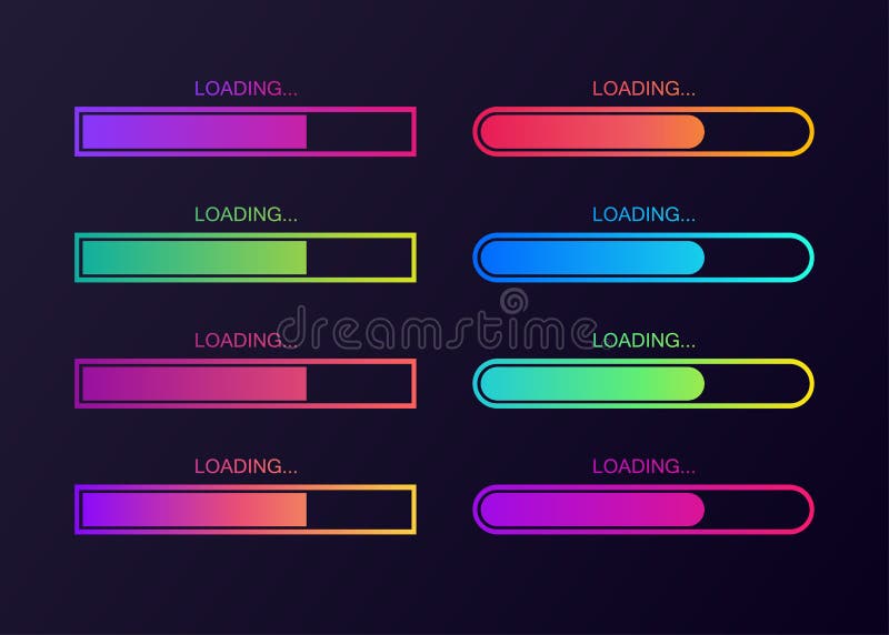 Vector Progress Loading Bar Set. Process Indicator. Stock Vector - Illustration of symbol ...