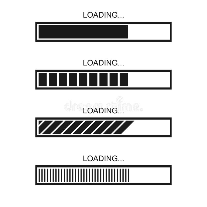 Vector Progress Loading Bar Set. Process Indicator. Stock Vector - Illustration of sign, vector ...
