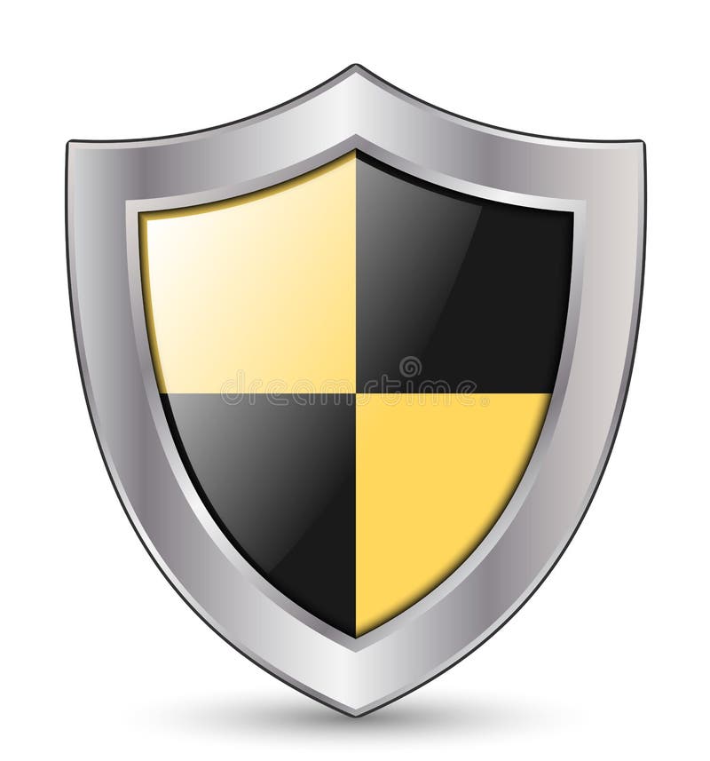 Vector Protection Icon - Glossy Black and Yellow Shield Stock Vector ...
