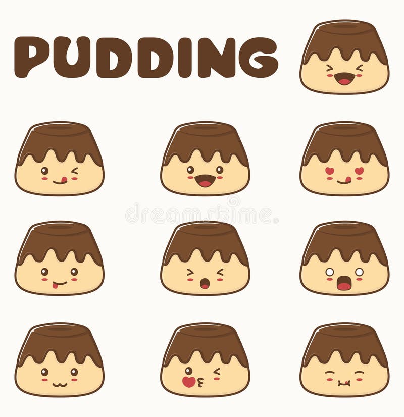 Vector Pudding with Different Facial Expressions Stock Vector ...