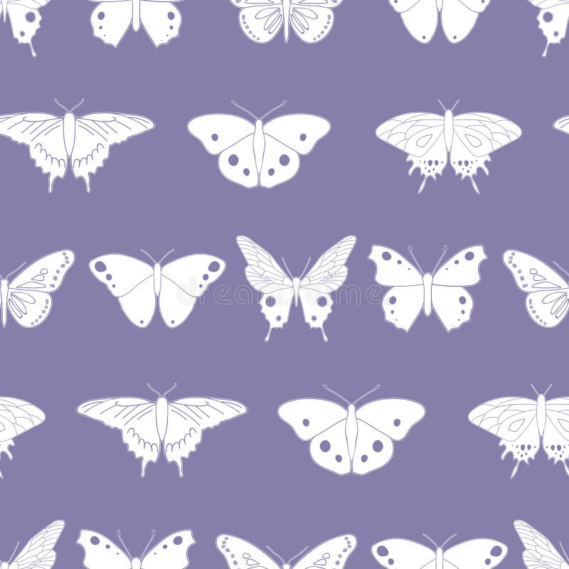 Vector Purple Butterflies Texture Seamless Pattern Background ...