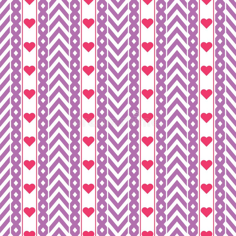 Vector Purple Chevron Pattern with Red Hearts Stock Vector ...
