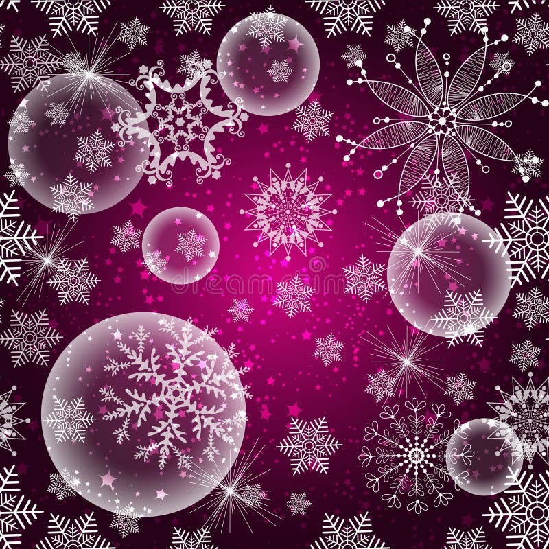 Vector Purple Gradient Seamless Pattern with Lacy Vintage Snowflakes ...