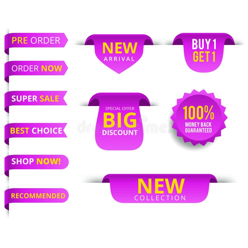 Vector Purple Labels Isolated on White Background Stock Vector ...