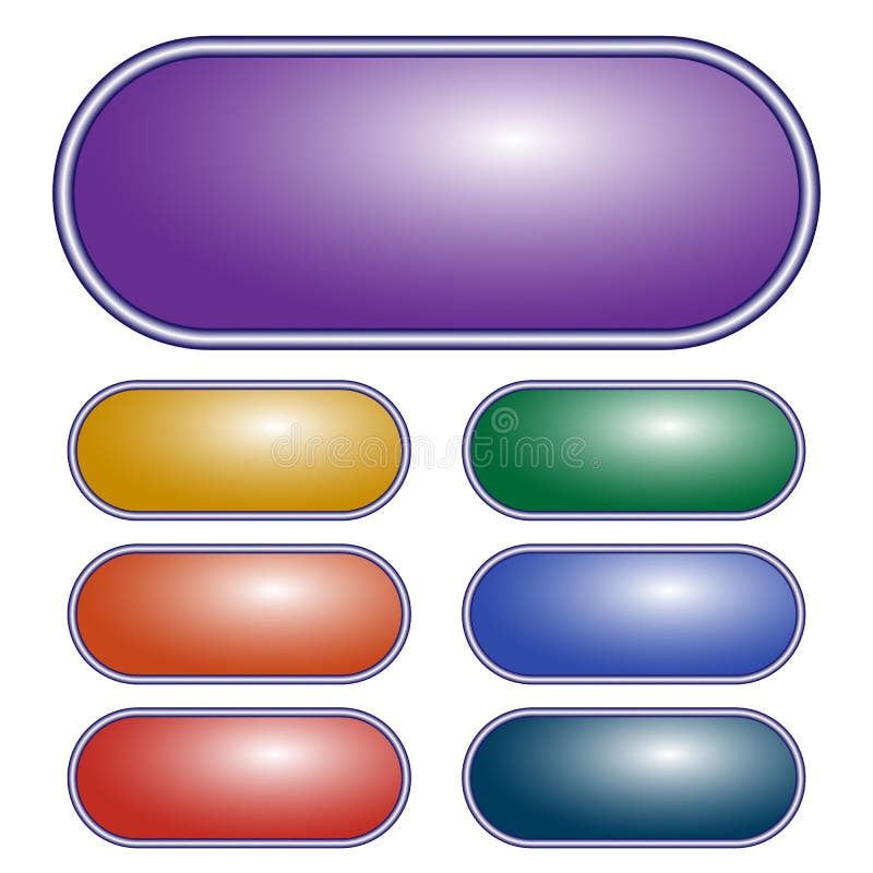 Vector Purple Oval Button. Set of Different Colored Buttons. Stock ...