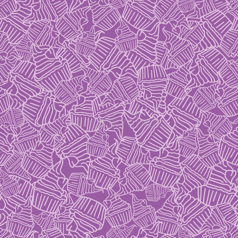 Vector Purple Party Cupcakes Foods Background Pattern Stock Vector ...