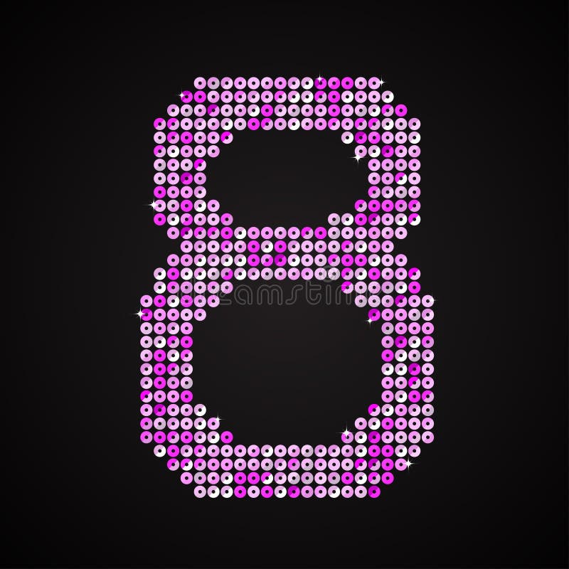 Vector Purple Pink Glitter Sequins Dots Number - 8 Stock Illustration ...