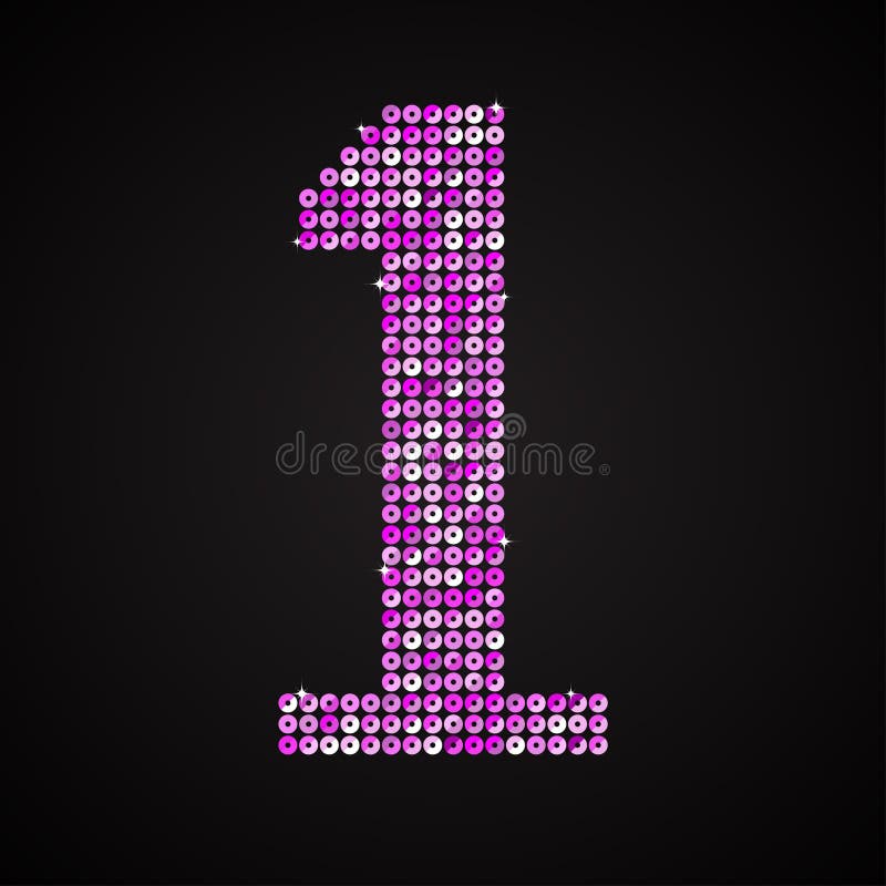 Vector Purple Pink Glitter Sequins Dots Number - 1 Stock Illustration ...