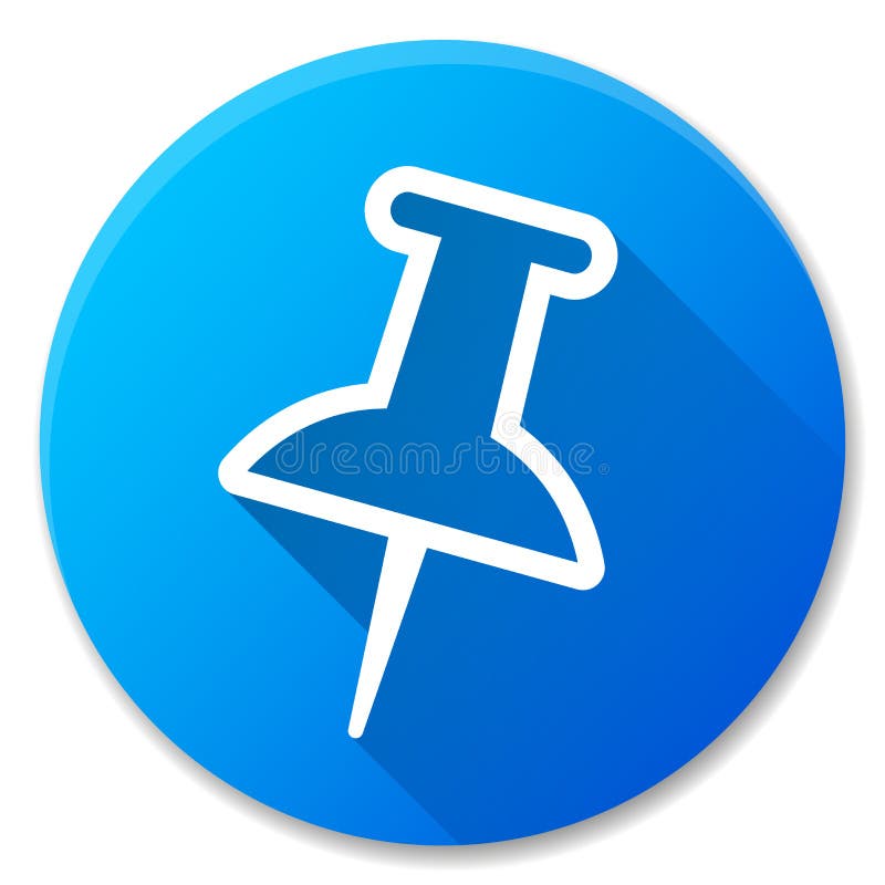 Vector push pin blue icon stock vector. Illustration of notice - 121618412
