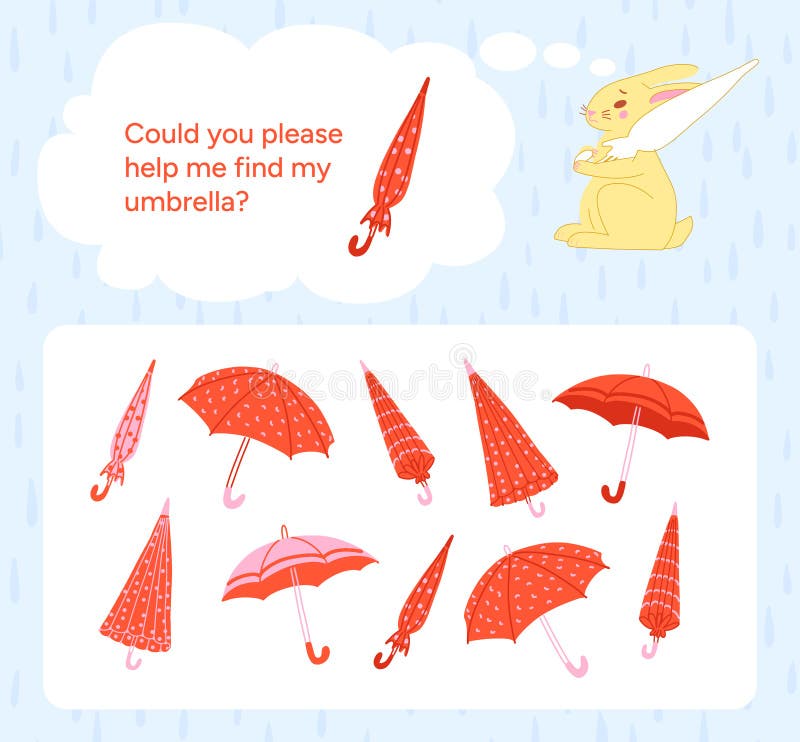 Vector Puzzle Game for Kids with Bunny Searching for Matching Red ...