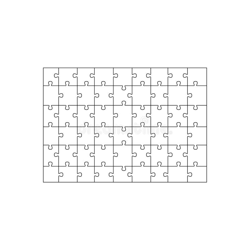 Vector Puzzle Pieces Continuous One Line Drawing Isolated on White ...