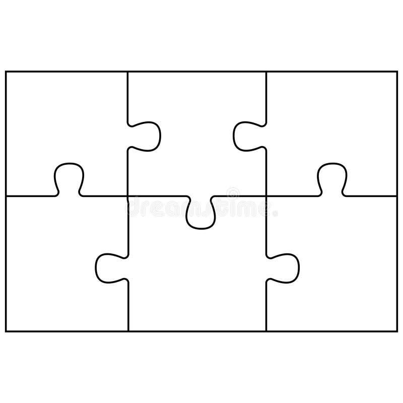 Vector Puzzle Pieces Continuous One Line Drawing Isolated on White ...