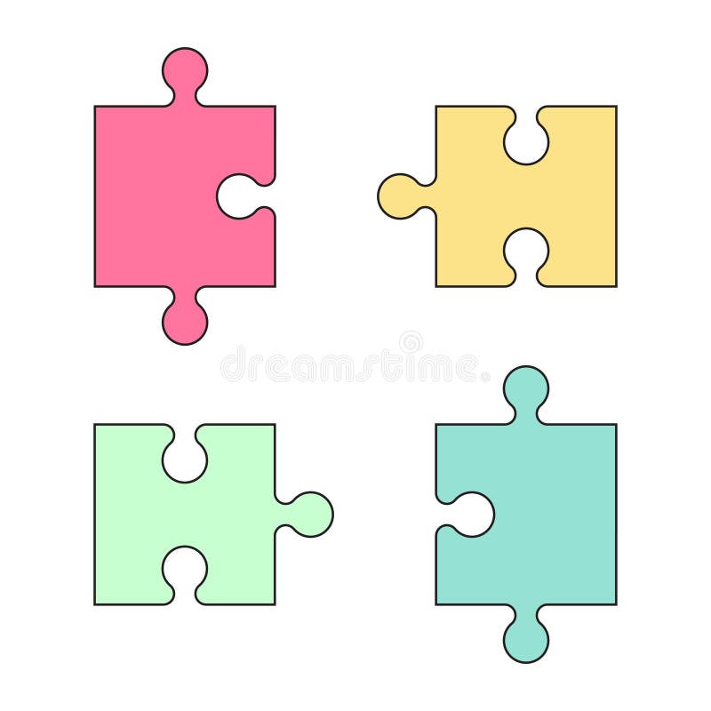 Vector Puzzle Pieces in Multiple Colors Stock Vector - Illustration of ...