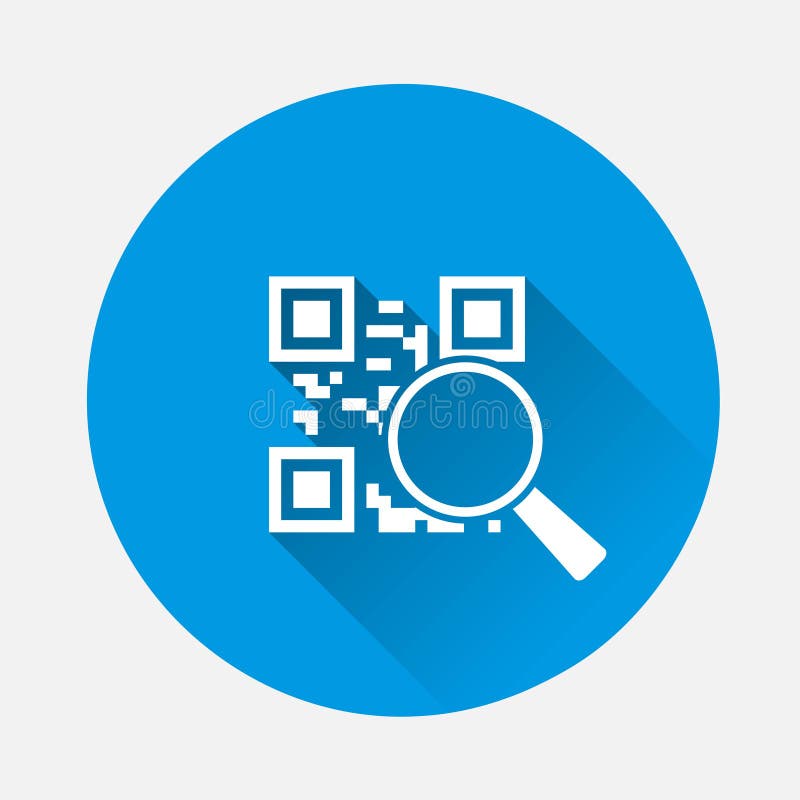 Vector Qr Code Icon on Blue Background. Flat Image with Long Shadow ...