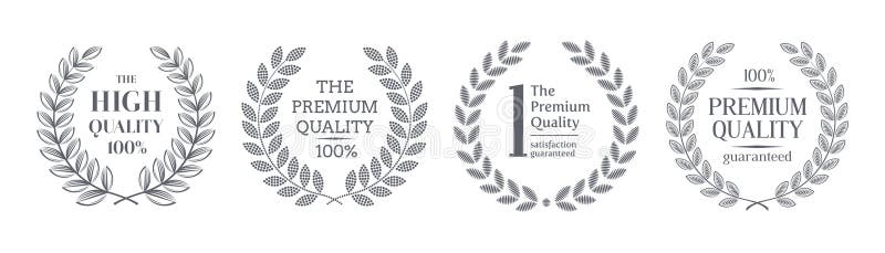 Vector Quality Emblems with Laurel Wreath Stock Vector - Illustration ...