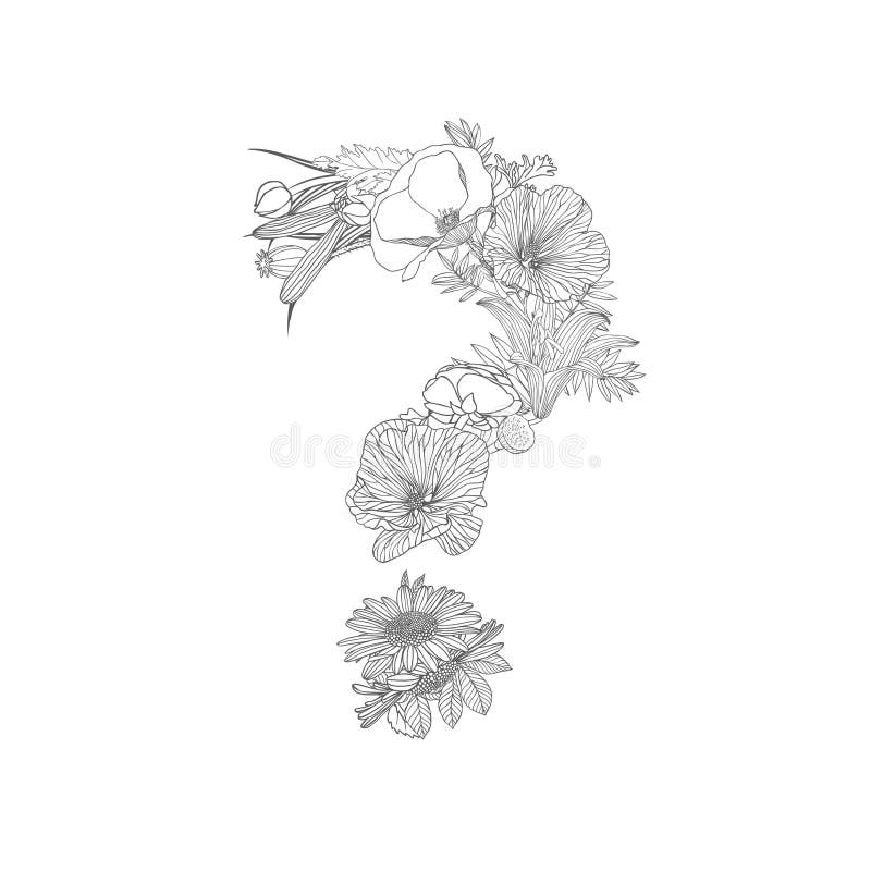 Question Mark Sign of Linear Flowers Stock Vector - Illustration of ...