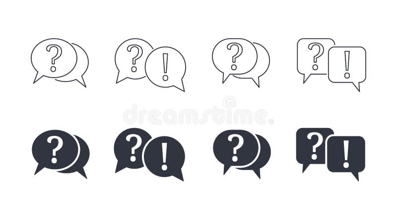 Vector Questions Answer Icons. Question and Exclamation Mark. Linear ...