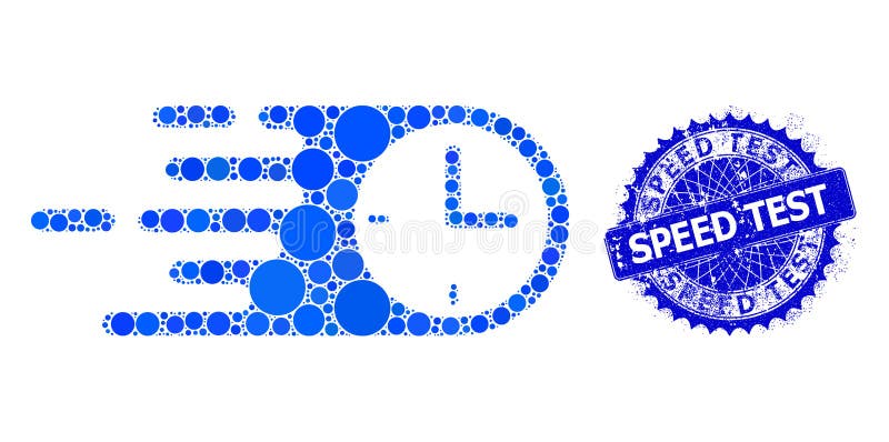 Vector Quick Time Collage of Small Circles with Rubber Speed Test Stamp ...