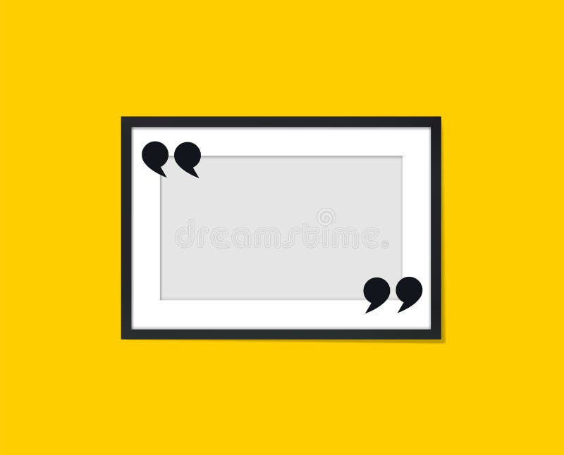Vector Quote Frame Template, Text Box, Blank Rectangular Black and White Frame on Bright. Stock ...
