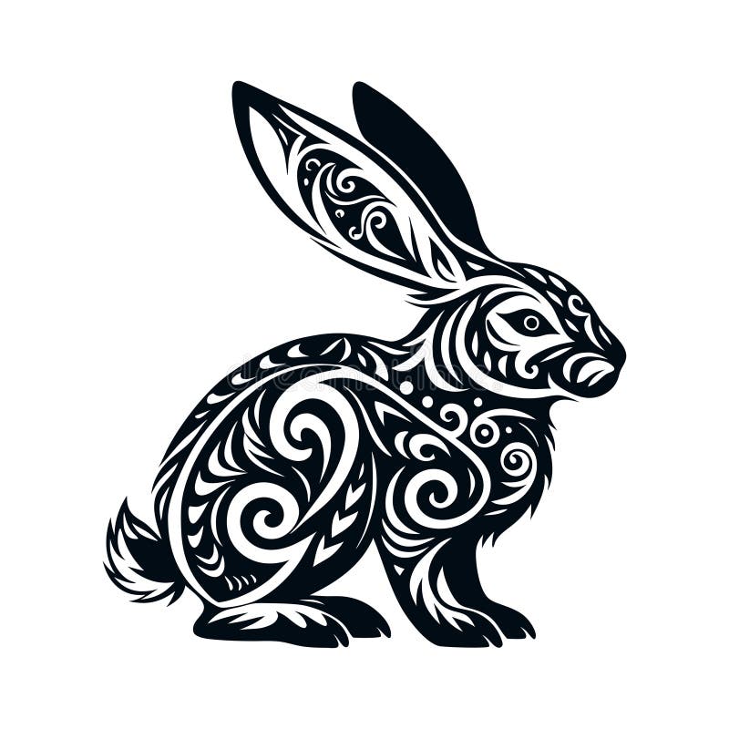 Vector Rabbit- Black and White Decorative Design Stock Vector ...