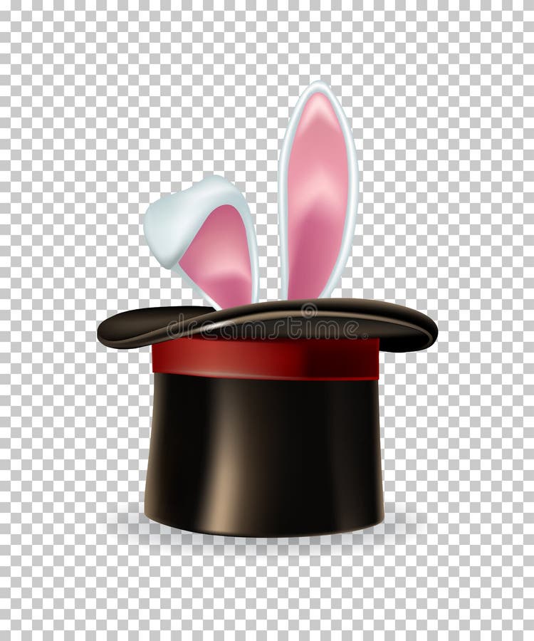Vector Rabbit Ears Appear from the Magic Hat and Magic Wand Isolated on ...