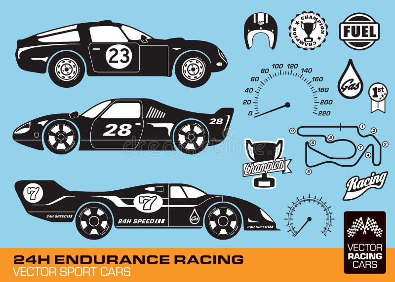 Vector Vintage Sport Racing Cars Stock Vector - Illustration of power ...