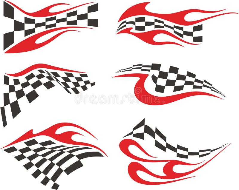 Vector Racing Flame Designs with Checkered Flags Stock Illustration ...