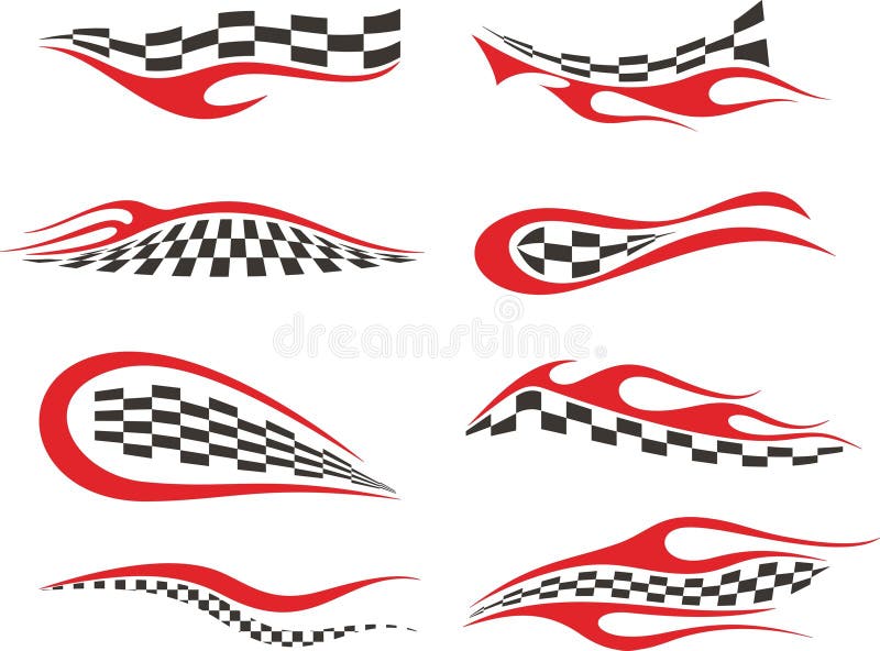 Vector Racing Flame Designs with Checkered Flags Stock Illustration ...