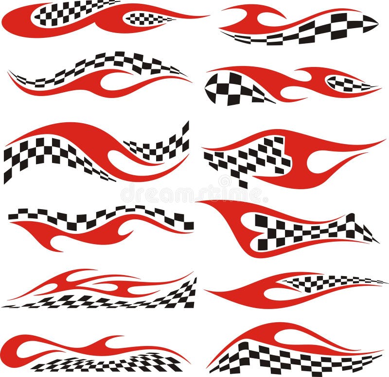 Vector Racing Flame Designs with Checkered Flags for Vehicle Vinyl ...
