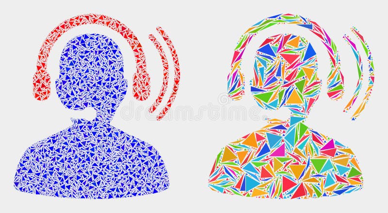 Vector Radio Operator Headset Mosaic Icon of Triangles Stock Vector ...