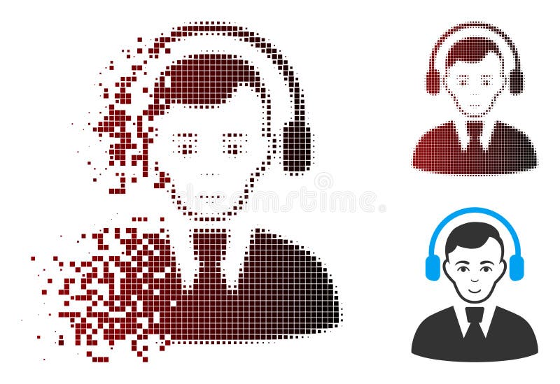 Fractured Pixel Halftone Radio Operator Icon Stock Vector ...