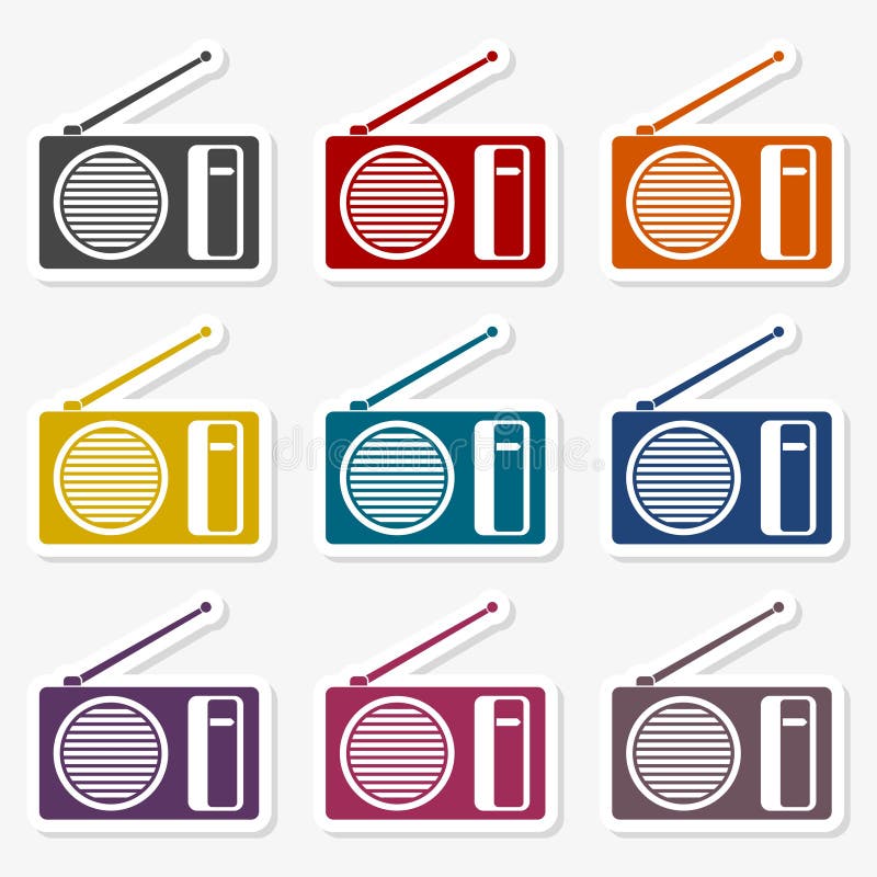 Vector radio sticker set stock illustration. Illustration of objects ...